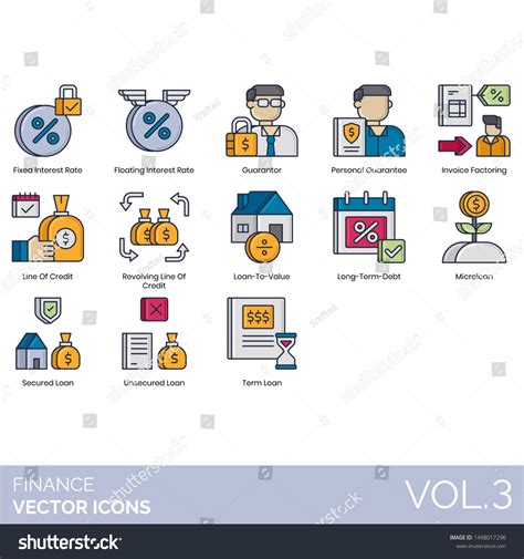 Finance Icons Including Fixed Interest Rate Stock Vector Royalty Free Shutterstock