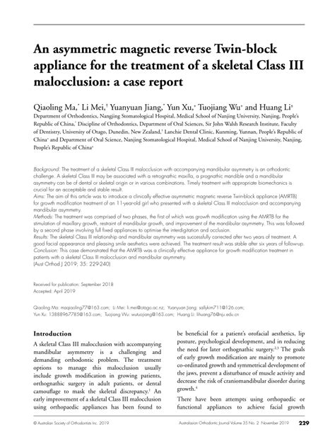 Pdf An Asymmetric Magnetic Reverse Twin Block Appliance For The