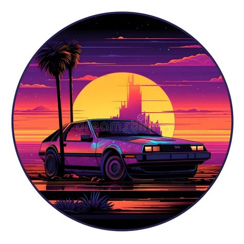 Action Shot Of Car Synthwave Generative AI Stock Illustration