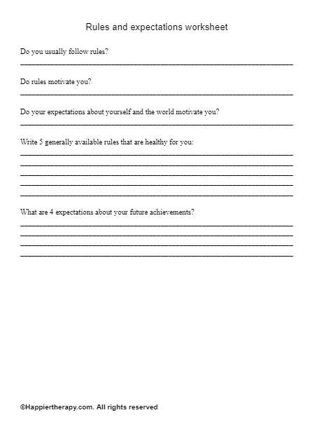 Rules And Expectations Worksheet Happiertherapy