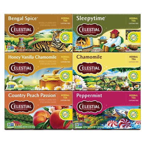 Celestial Seasonings Herbal Tea Bags Variety Pack 20 Count 6 Pack