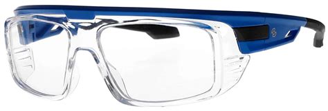Prescription Safety Glasses Rx 20020 In A Clear Blue Frame Angled Left