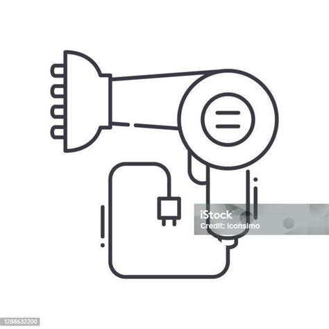 吹風機圖像圖示線性隔離插圖細線向量網頁設計符號輪廓概念符號與可編輯的筆劃在白色背景向量圖形及更多乾的圖片 乾的 剪裁圖 剪髮師