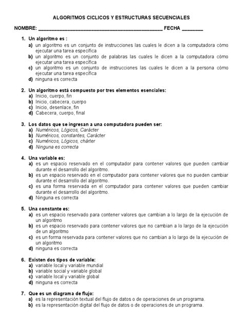 Previo Estructuras Ciclicas Pdf Algoritmos Salario Mínimo