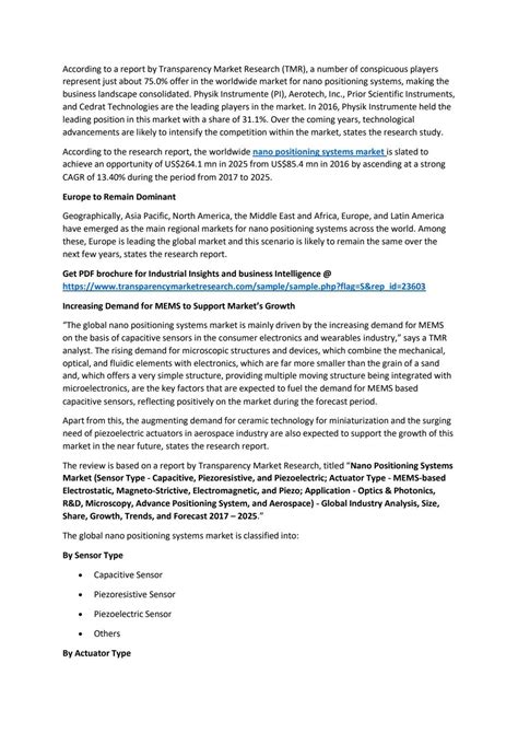 Nano Positioning Systems Market To Rise At 1340 Cagr Between 2017 And