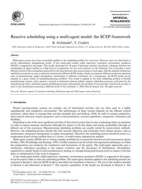 Pdf Reactive Scheduling Using A Multi Agent Model The Scep Framework