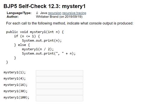 solved for each call to the following method indicate what