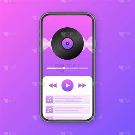 移动应用程序接口。音乐播放器。音乐应用程序。矢量股票插图。素材 花瓣网 移动应用程序接口。音乐播放器。音乐应用程序。矢量股票插图。素材 花瓣网