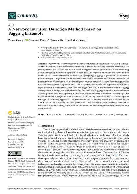 (PDF) A Network Intrusion Detection Method Based on Bagging Ensemble