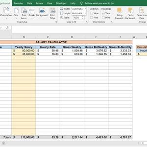 Salary Gross Pay Calculator Excel Spreadsheet Etsy