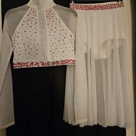 Balera Other Weissman Dance Costume Elegant White And Red Rinestone Embellished Top And