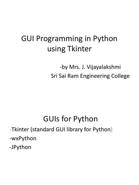 Gui Programming In Python Using Tkinter Download Free Pdf Graphical User Interfaces