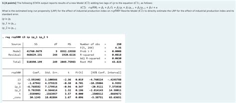 Solved 3 4 Points The Following Stata Output Reports