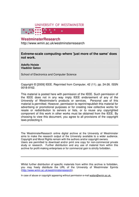 pdf extreme scale computing where just more of the same does not work