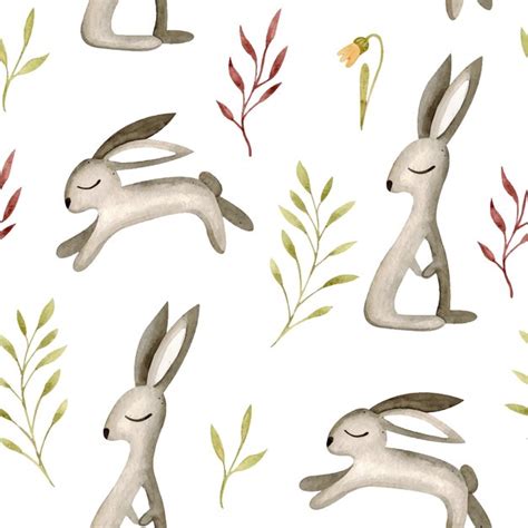 Pattern With Hare And Dried Flowers Pattern With Flowers And A Hare For Textiles And Paper