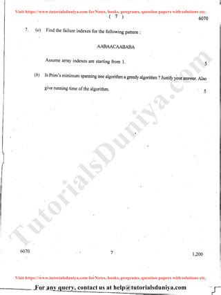 Design And Analysis Of Algorithms Question Paper Tutorialsduniya Computing
