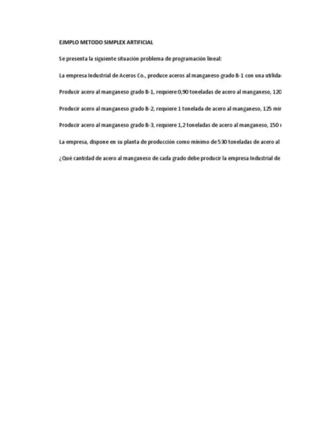 Ejemplo Metodo Simplex Artificial Tarea 1 16 01 2023 Pdf