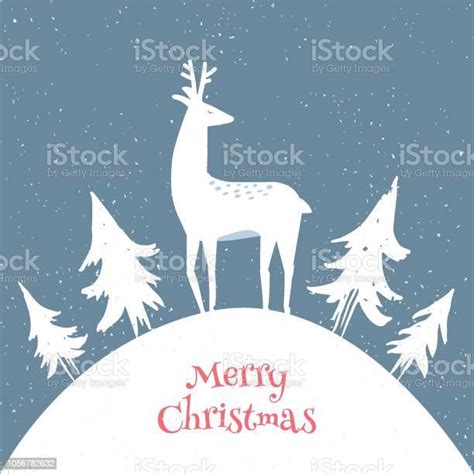 Selamat Natal Kartu Dengan Rusa Ilustrasi Stok Unduh Gambar Sekarang