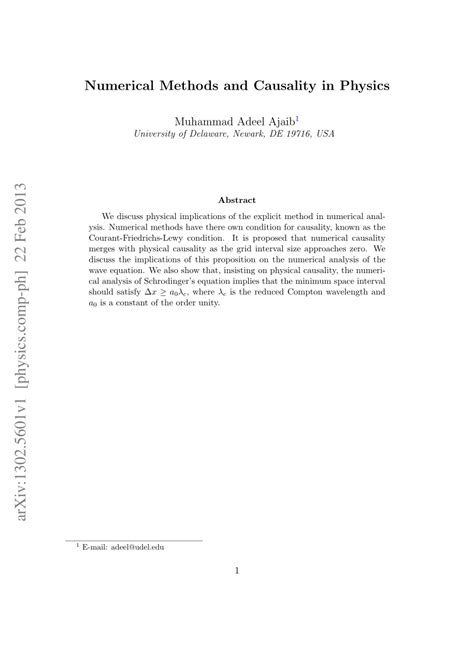 Full Article Numerical Methods And Causality In Physics