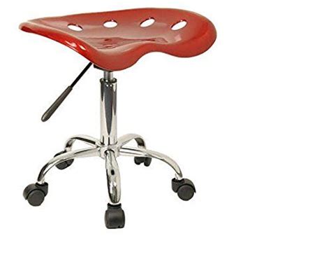 Flash Furniture Vibrant Wine Red Tractor Seat And Chrome Stool Chrome