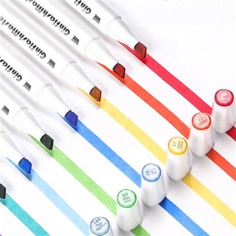 Ginflash Brush Chisel Tip Art Marker Pen Brush Pen Sketch Alcohol Based Markers Dual Tips Manga