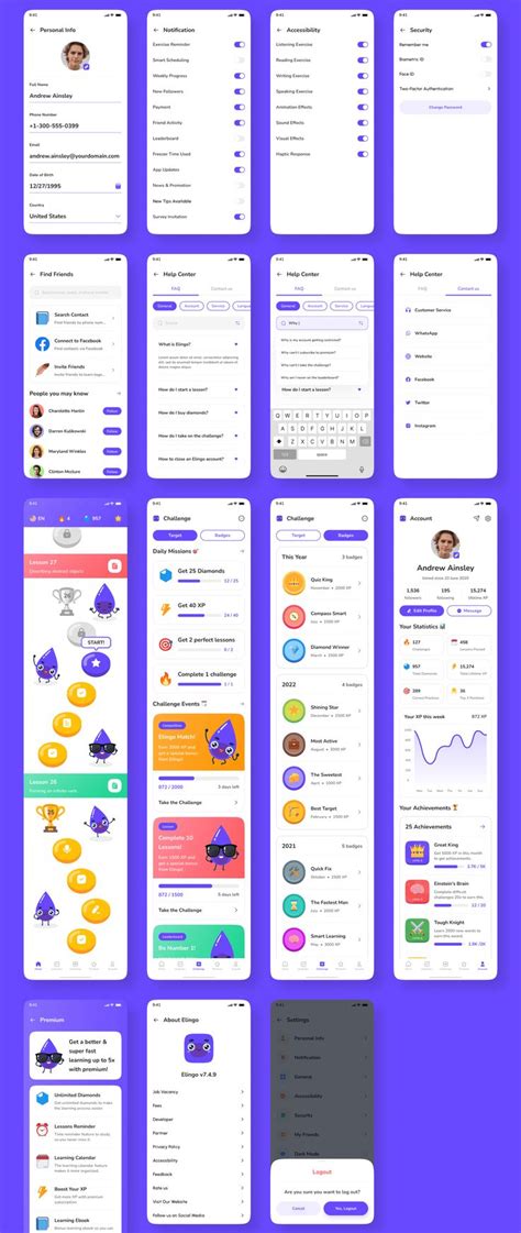 elingo language learning app ui kit — figma resources on ui8 in 2025 learning languages