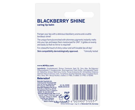 3 x Nivea Lip Balm 4.8g - Blackberry Shine | GroceryRun.com.au