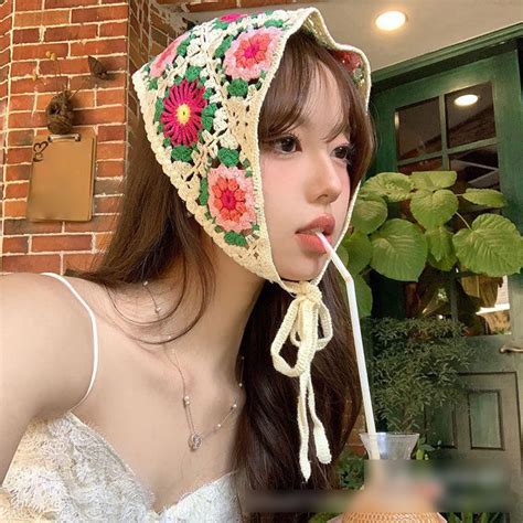 당일발송 크로셰 뜨개 패턴 헤어두건