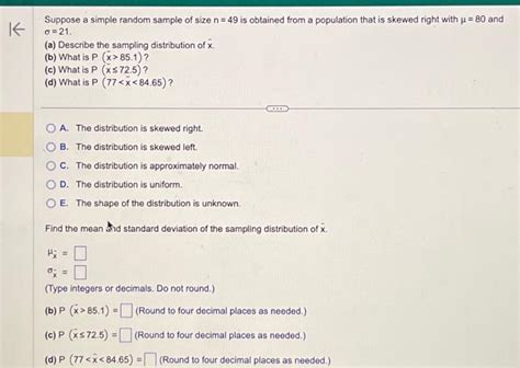 Solved Suppose A Simple Random Sample Of Size N Is Chegg