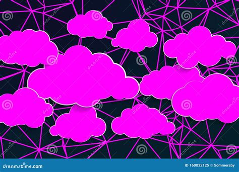 Retro Synthwave Abstract Pattern With Pink Clouds Design Illustration