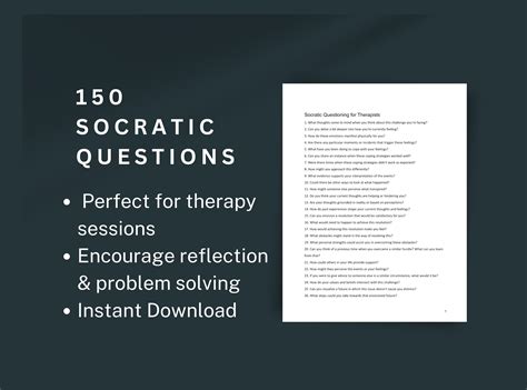 Socratic Questions For Therapists Critical Thinking Client Insight Cbt Printable Pdf