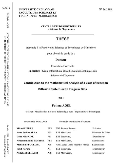 Pdf Contribution To The Mathematical Analysis Of A Class Of Reaction Diffusion Systems With