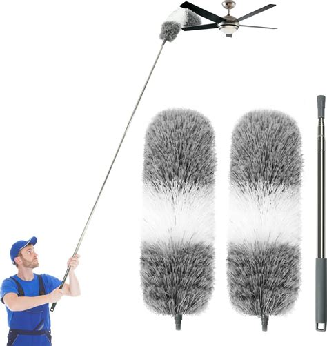 Lomida Microfiber Duster With Extension Pole 100 Inches Telescoping Cobweb Duster