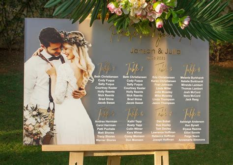 Acrylic Seating Chart Wedding Seating Chart With Picture Please Be Seated Wedding Sign