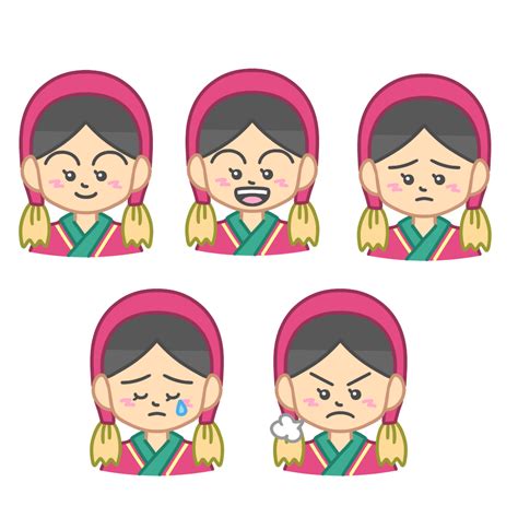 中国人の女の子喜怒哀楽 イラストせんせい使いやすいフリー素材集