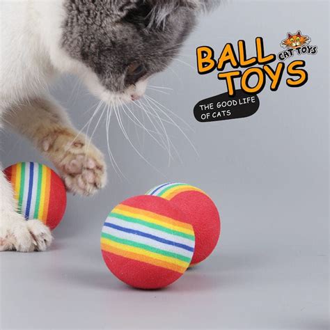 Kutkut Pack Of 10 Foam Balls For Cats Colorful Rainbow Ball Cat Toy S
