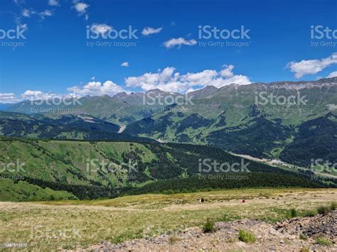 여름에는 놀라운 산들 흐린 하늘을 배경으로 한 푸른 숲 Arkhyz Karachaycherkessia 러시아 0명에 대한 스톡 사진 및 기타 이미지 Istock