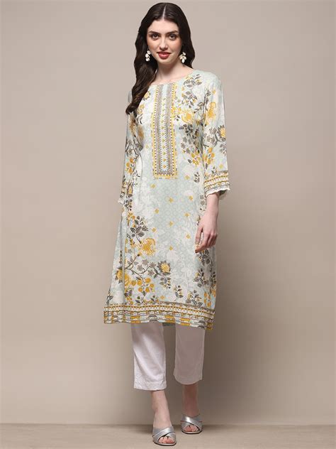 Buy Biba Women Floral Printed Flared Sleeves Sequinned Kurta Kurtas