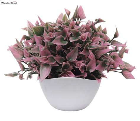 Buy Artificial Plant With Green Pink Leaves And Flowers At 52 Off