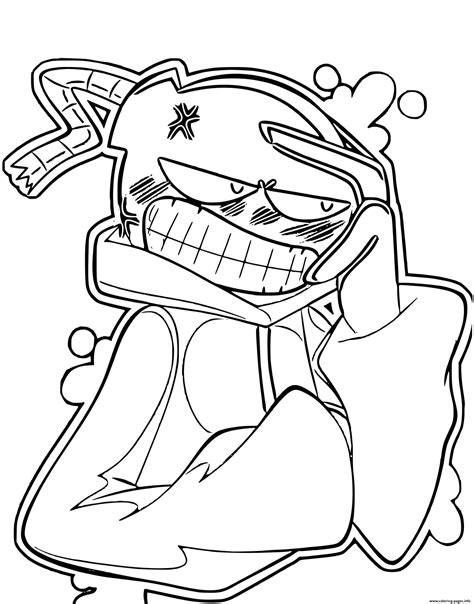 Whitty Friday Night Funkin Coloring Page Printable
