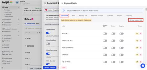 How To Add Custom Field For The Document On Web General Swipe