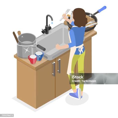 지저분한 대 깨끗한 부엌의 3d 등각 평면 벡터 그림입니다 항목 1 가정 생활에 대한 스톡 벡터 아트 및 기타 이미지 가정 생활 가정 주방 가정의 방 Istock