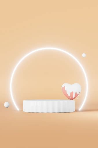 발렌타인 데이 연단 무대 하트 화이트 페인트 스플래시 용융 유약 3d 렌더링 배너 쇼케이스 웨딩 디자인 3차원 형태에 대한 스톡