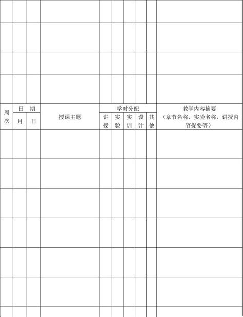 教学进度表 模板 文档之家