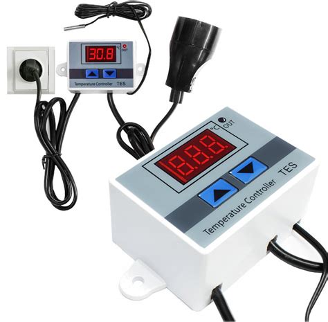 TERMOSTAT ELEKTRONICZNY CYFROWY REGULATOR TEMPERATURY Gniazdo Wtyk V