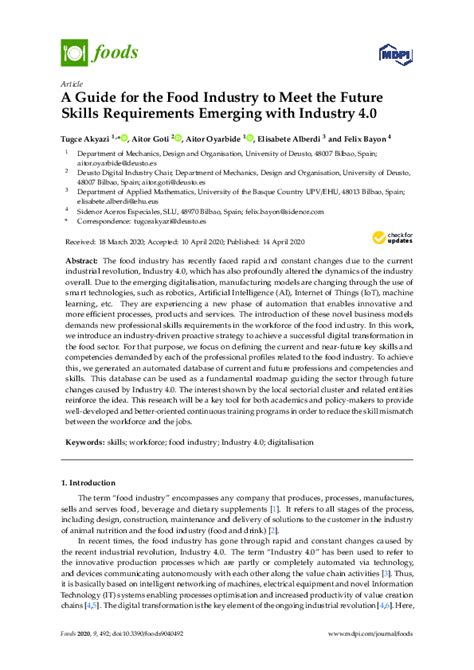 Pdf A Guide For The Food Industry To Meet The Future Skills