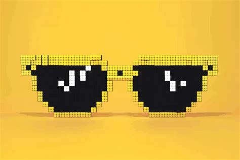 Pixel Art Thug Life Meme Glasses On Yellow Background Pixel Art Thug