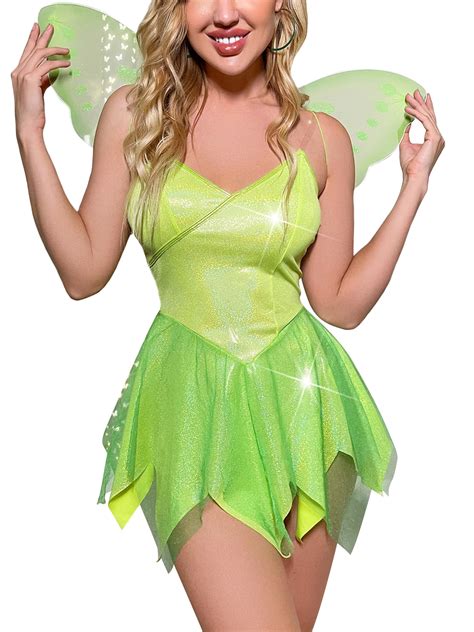 Inevnen Womens Fairies Tinker Bell Deluxe Costume With Wings Role Play