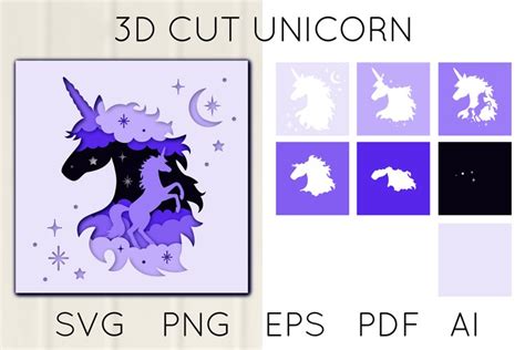 Unicorn 3d Layered Paper Cut Svg Paper Cutting 1457090