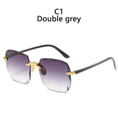 Vintage Rimless Square Sunglasses Women Oversized Sun Glasses Female